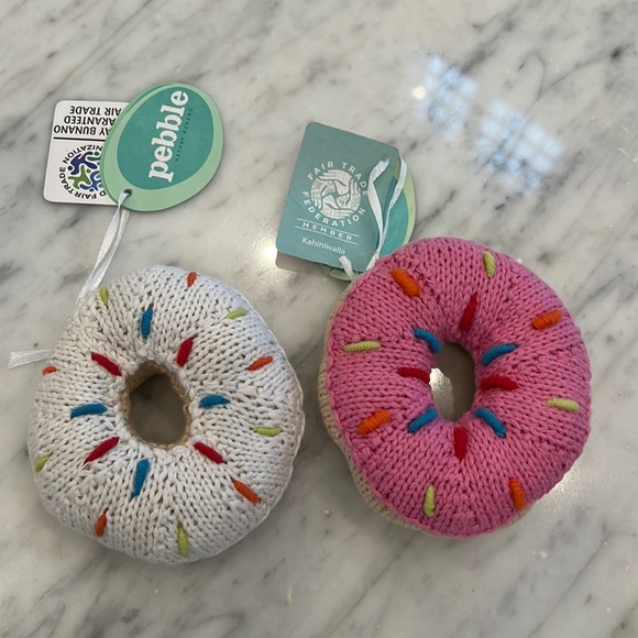Pebble | Toys | New Kids Pebble Crocheted Pink And White Donut Rattle ...